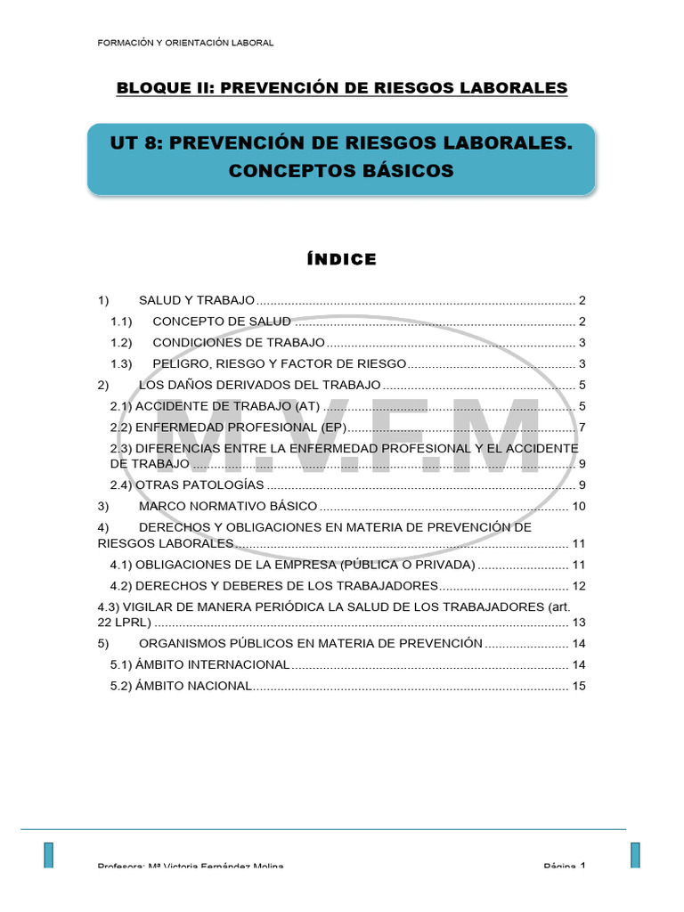 Ut 7 Prl. Conceptos Basicos | PDF | Riesgo | Derecho laboral
