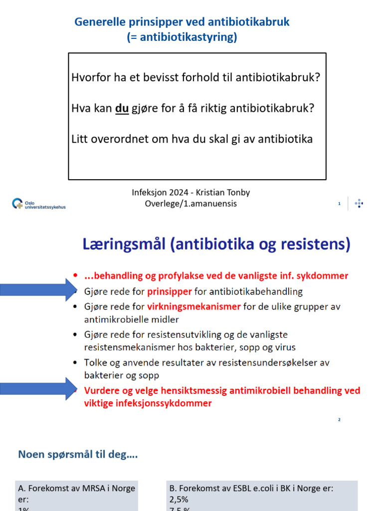Antibiotikabruk Infeksjon Tonby Mai 24 Final PDF | PDF