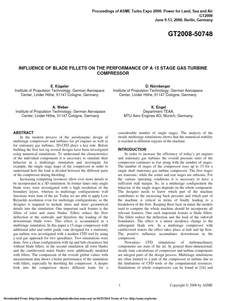 2008 德国 Influence of Blade Fillets on the Performance of a 15 Stage Gas ...