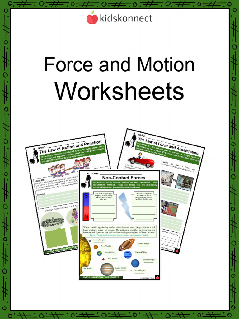 Force and Motion Worksheets for Kids | PDF | Force | Weight