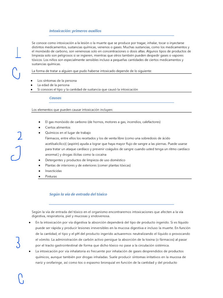Primeros Auxilios en Intoxicaciones | PDF | Toxicidad | Etanol