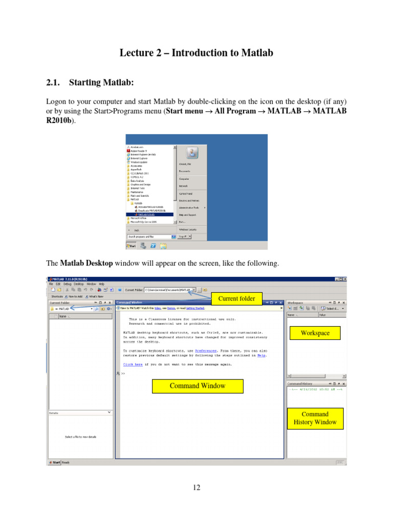 Introduction to Matlab handout | Download Free PDF | Parameter (Computer Programming) | Function ...
