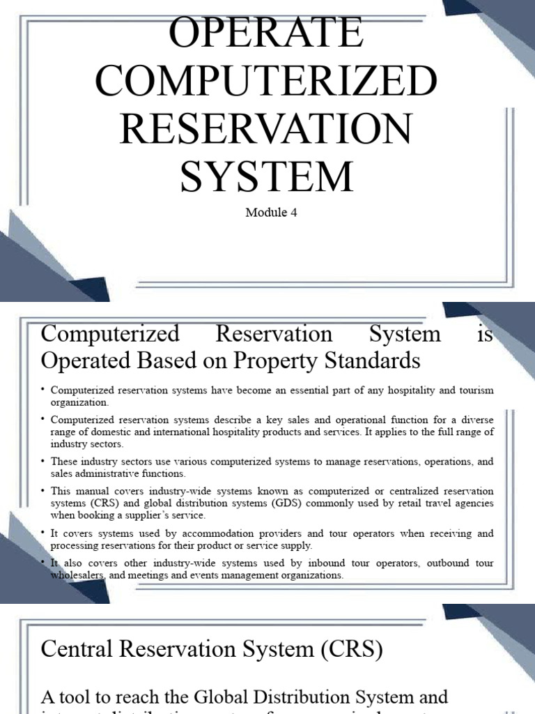 Module 4 Operate Computerize Reservations System | PDF | Travel Agency | Audit