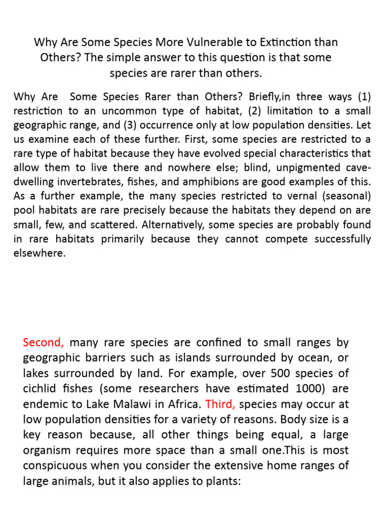 Species and Extinction | PDF | Habitat | Extinction