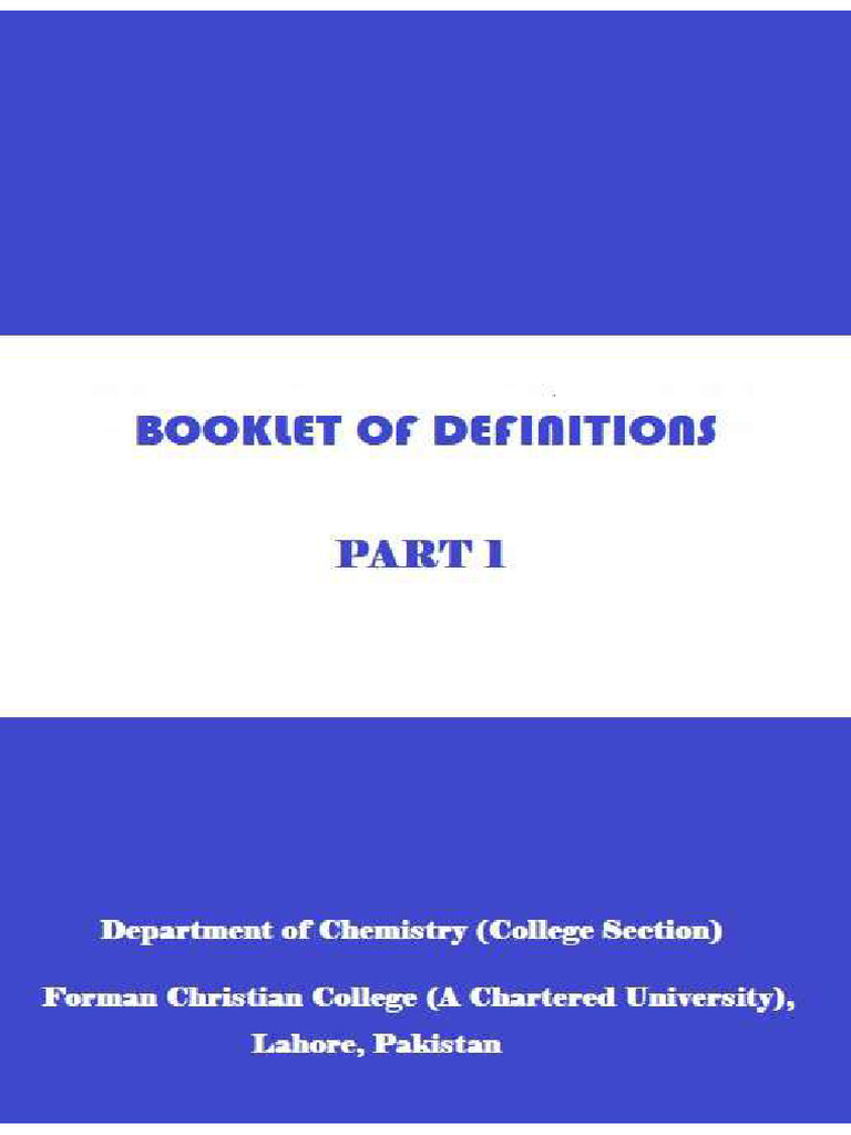 Booklet of Definitions Chemistry 1st Year | PDF | Emission Spectrum | Crystal Structure