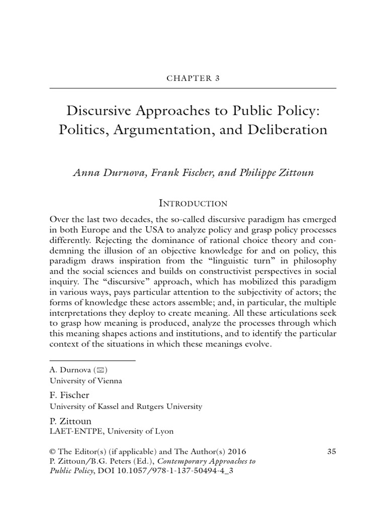 Discursive Approaches in Public Policy | PDF | Discourse | Policy