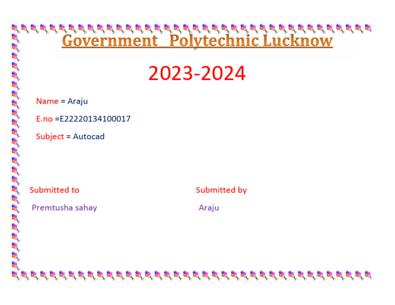 Araju E22220134100017 Autocad: Name E.no Subject | PDF