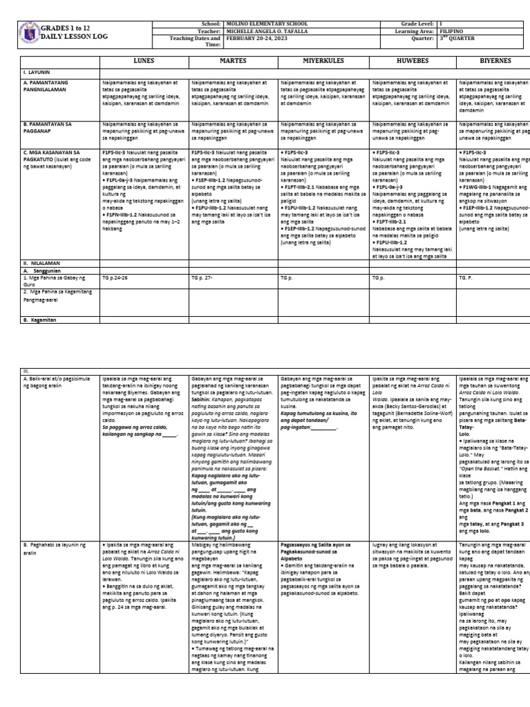 Filipino 1 - Q3 - W2 DLL | PDF
