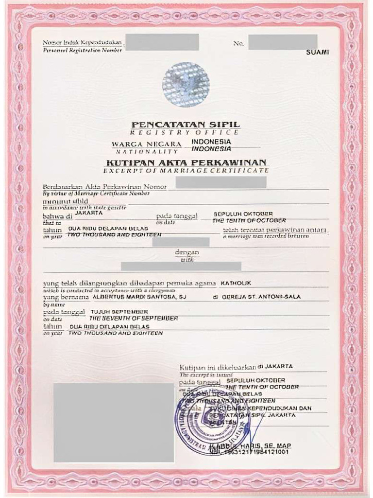 Akta Nikah Sipil Suami | PDF