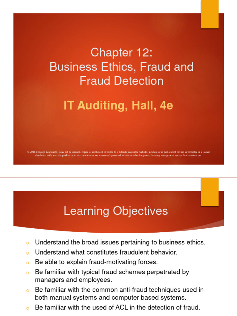 Chapter 12 - Business Ethics, Fraud and Fraud Detection | PDF | Fraud ...