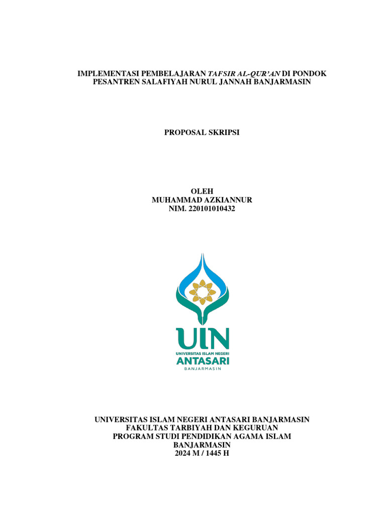 Contoh Proposal Skripsi FTK UIN Antasari Banjarmasin | PDF