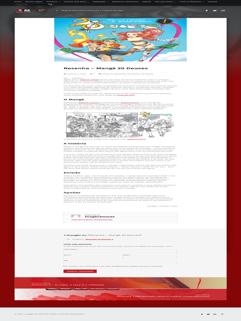 Resenha – Mangá 20 Deuses | PDF