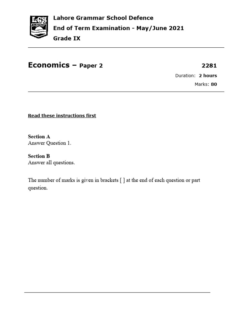 Economics Paper 2 Ver.1 | PDF | Elasticity (Economics) | Supply (Economics)