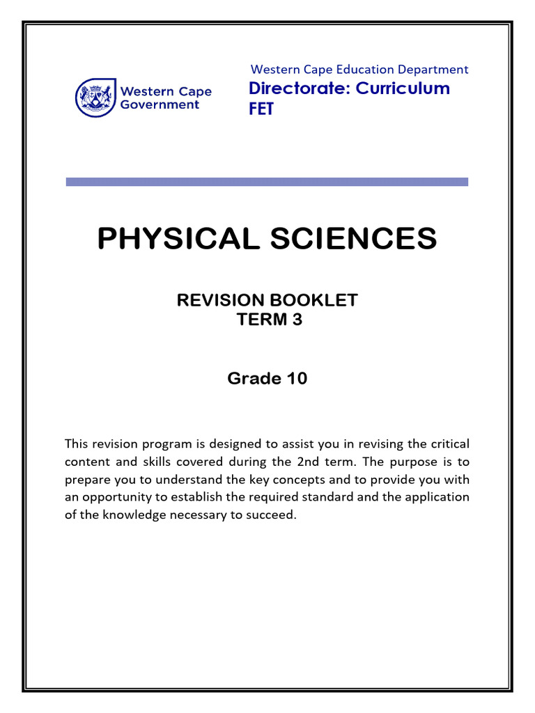 Physical Sciences Grade 10 Term 3 Revision (2) F | PDF | Euclidean ...