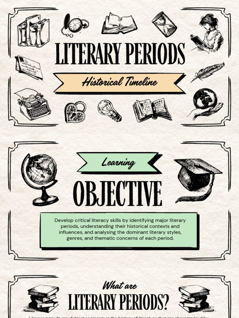 Literary Periods Historical Timeline Presentation in Beige Black ...