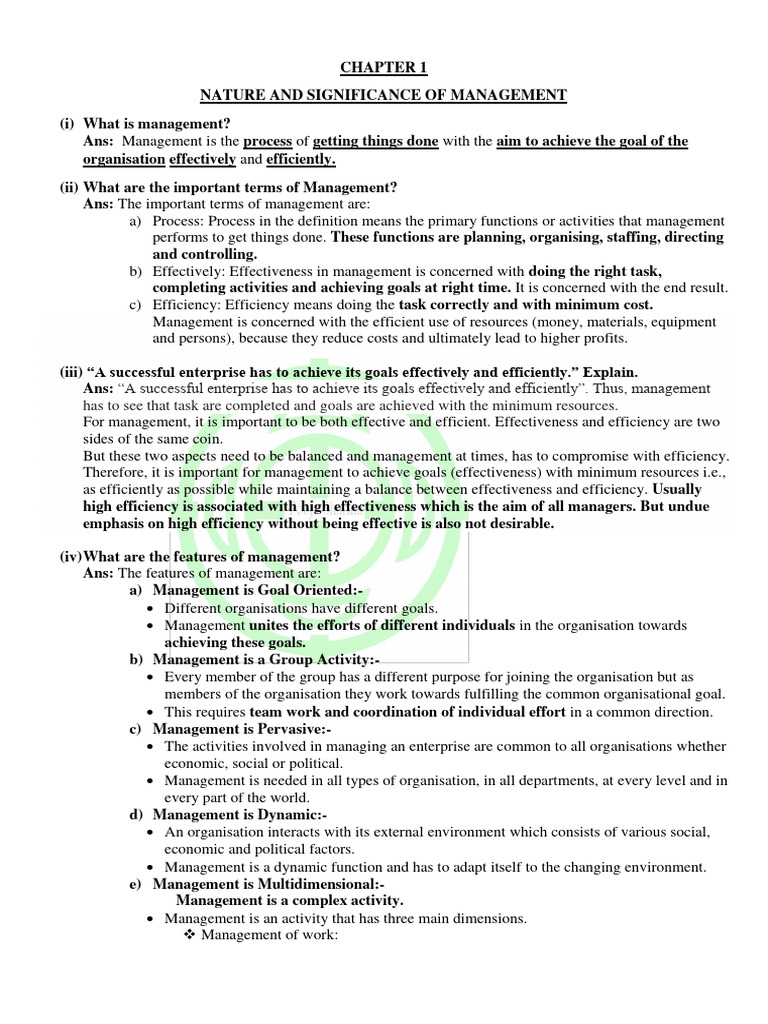 Ch 1 Nature & Significance of Management Full | PDF | Science | Experiment