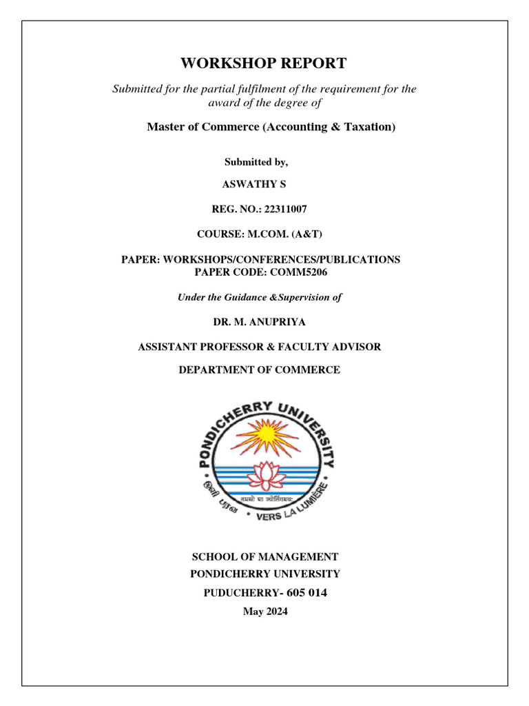 Workshop Report | PDF | Data Analysis | Analytics