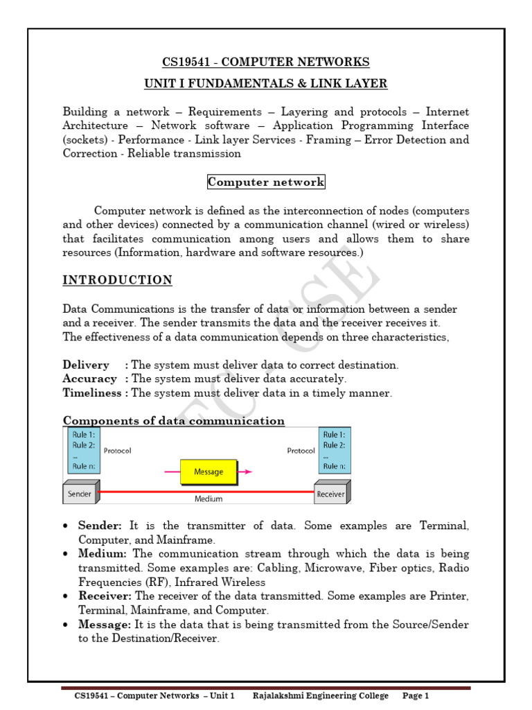 Computer Networkss Unit 1 | PDF | Osi Model | Internet Protocol Suite
