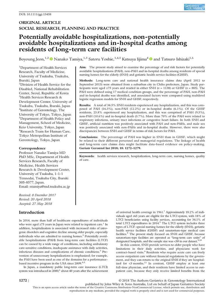Potentially Avoidable Hospitalizations, Non-Potentially Avoidable ...