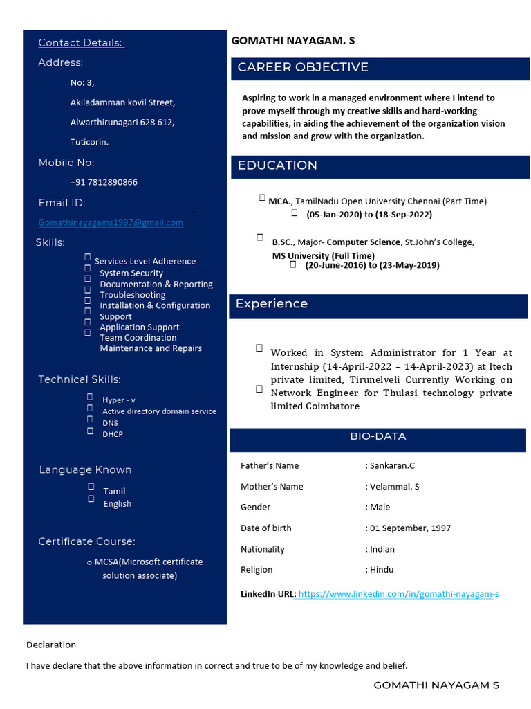 GOMATHI NAYAGAM RESUME - PDF 20240722 110708 0000 | PDF | Computing | Computer Science