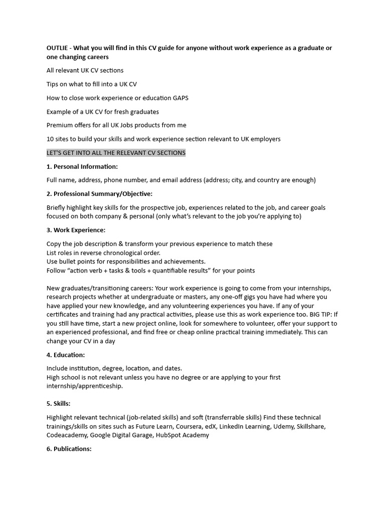 CV Template For No Working Experience | PDF | Internship | Job Hunting