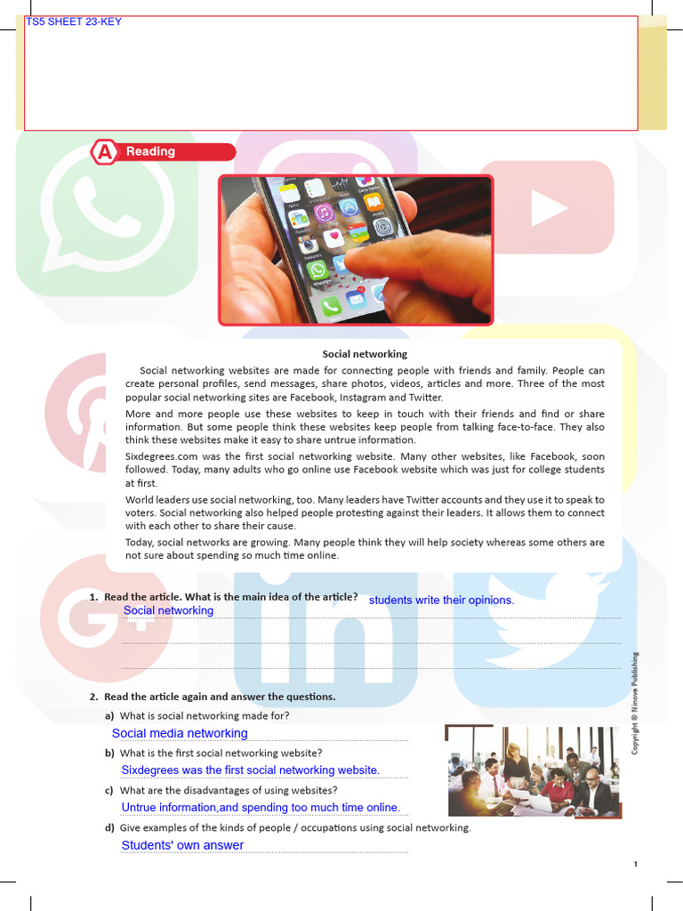 Ts5 Sheet 23-Key: Social Media Networking | PDF | Social Networking Service | Facebook
