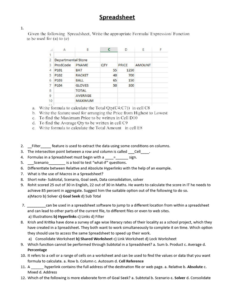 Sample Paper Ans 10 pt1 | PDF | Spreadsheet | Page Layout