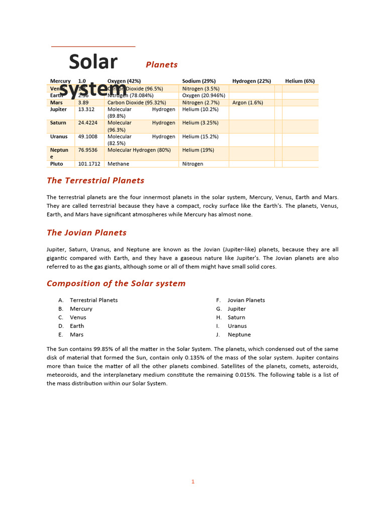 Project 8 2 | PDF | Planets | Solar System