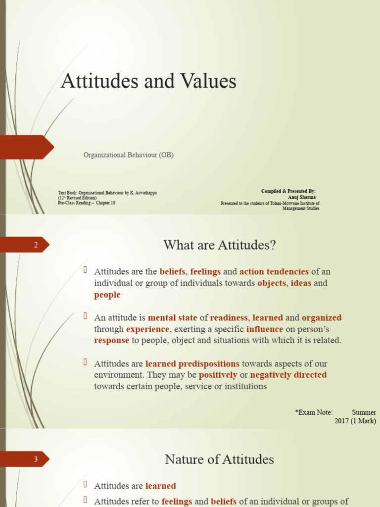 Chapter - 10 Attitudes & Values | PDF | Job Satisfaction | Attitude ...