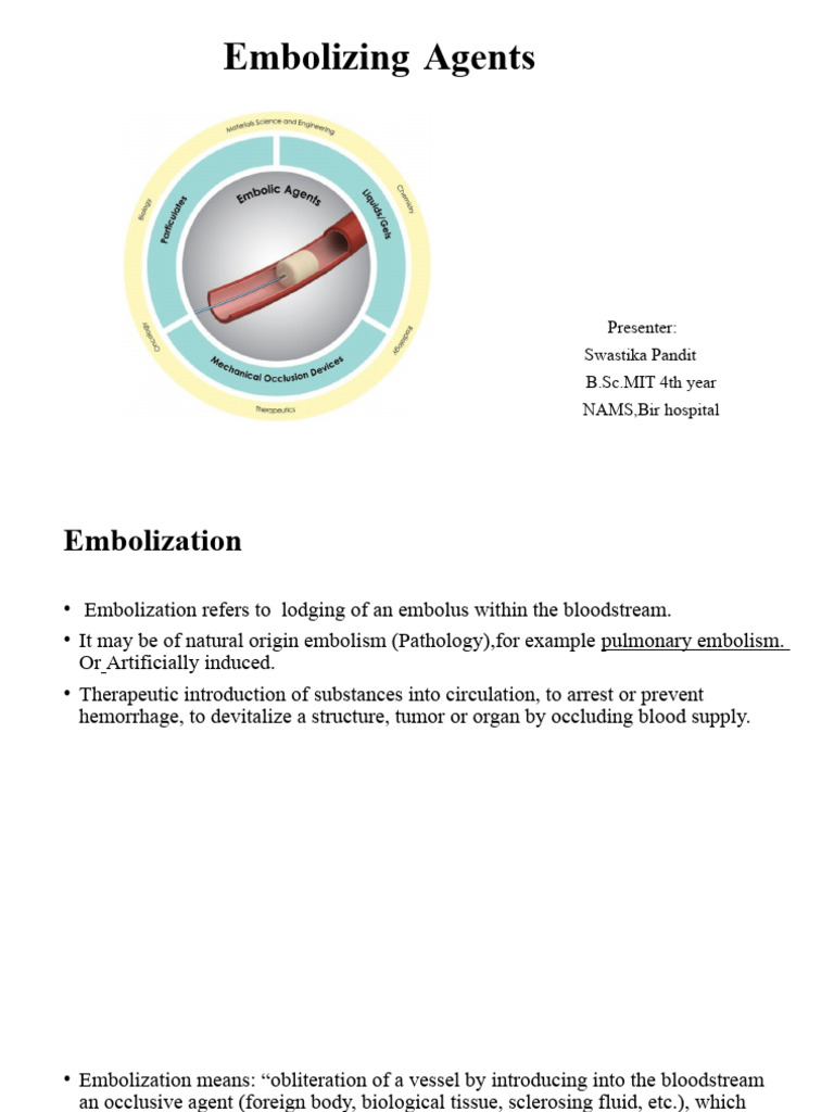 Embolizing Agent | PDF | Blood Vessel | Dimethyl Sulfoxide