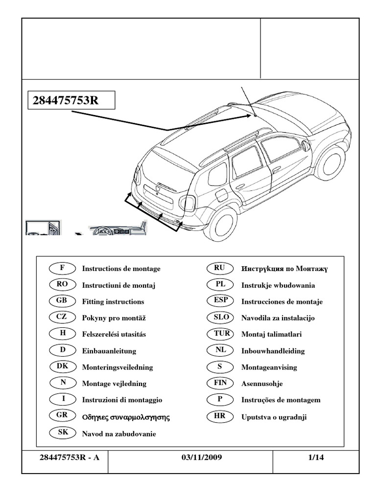 Parking Sensors Fitting Guide Dacia Duster | PDF