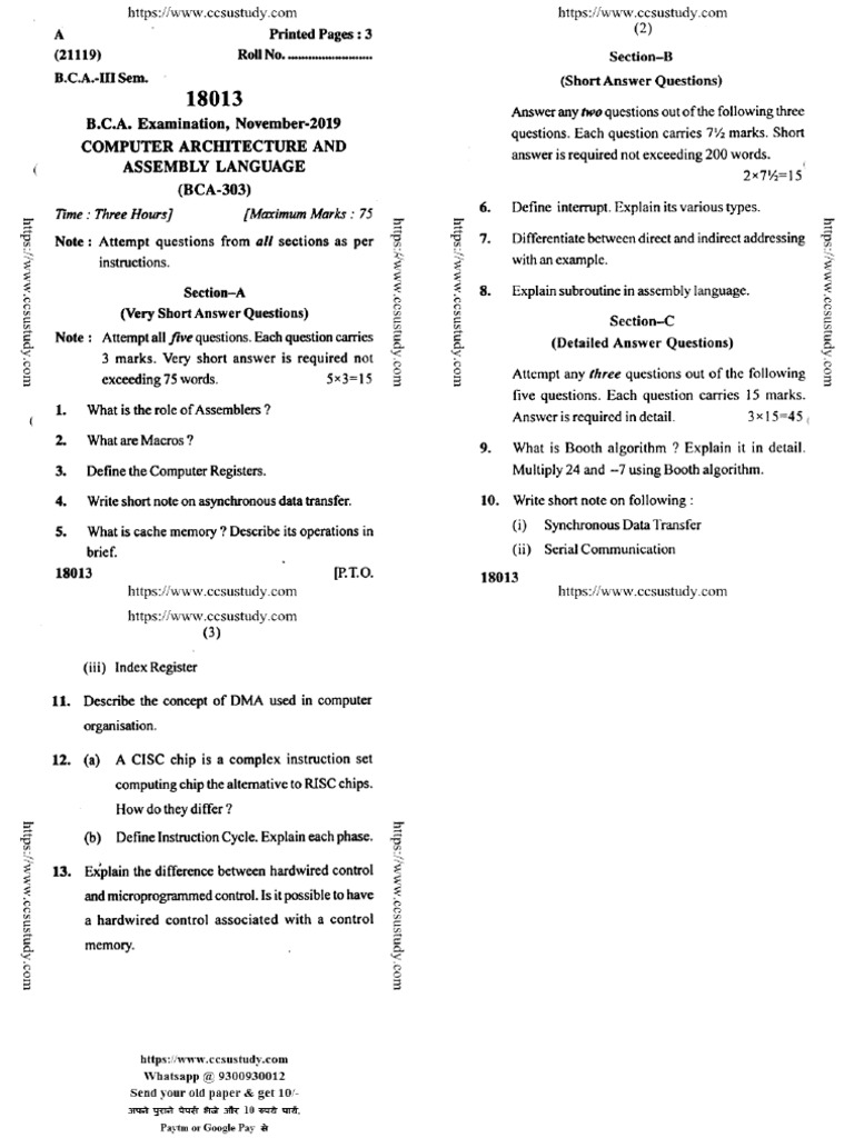 Bca 3 Sem Computer Architecture and 2019 | PDF Bca 3 Sem Computer Architecture and 2019 | PDF