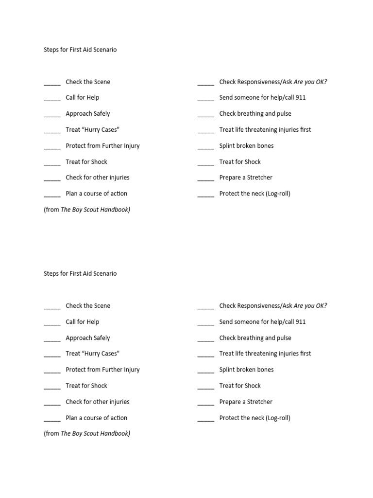 Steps For First Aid Scenario | PDF | Wellness