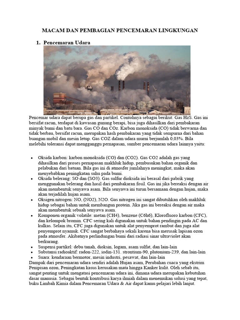 Macam Dan Pembagian Pencemaran Lingkungan | PDF