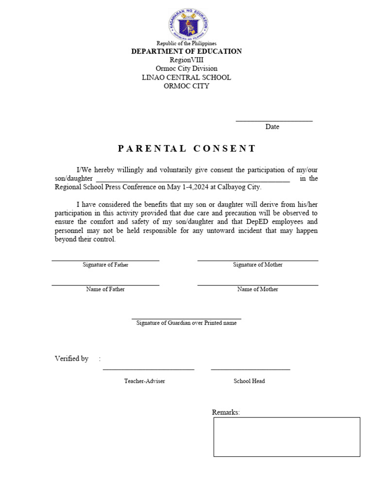 Parental Consent RSPC | PDF