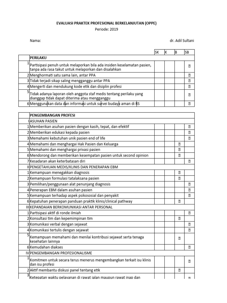 OPPE Dokter Umum - 2019 | PDF