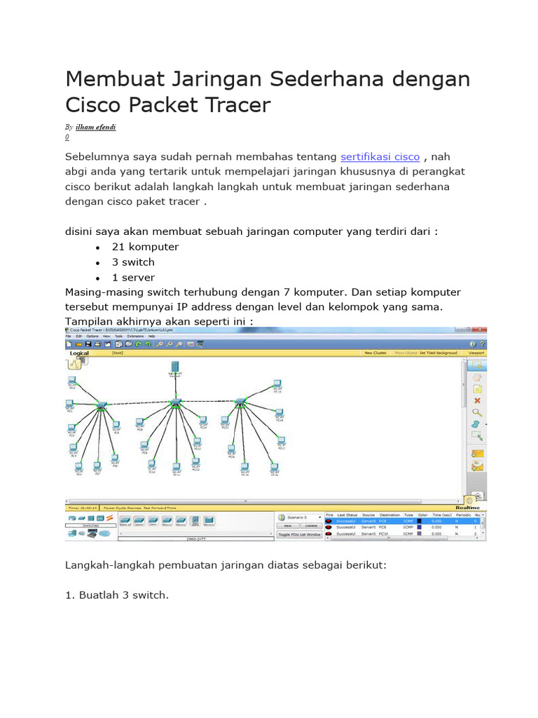 Membuat Jaringan Sederhana Dengan Cisco Packet Tracer | PDF