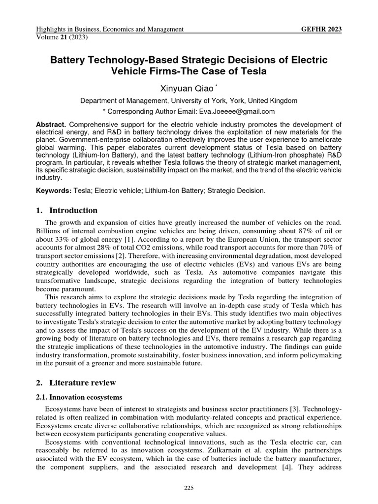 Battery Technology-Based Strategic Decisions of El | PDF | Electric Vehicle | Toyota