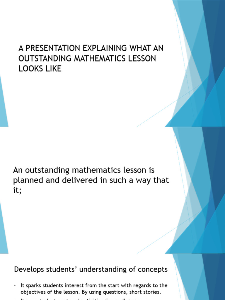 Elements of an Outstanding Math Lesson | PDF