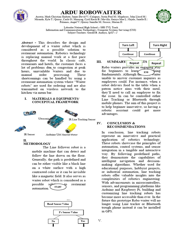 One Page Document Template Robowaiter Group 1 | PDF | Robotics | Robot