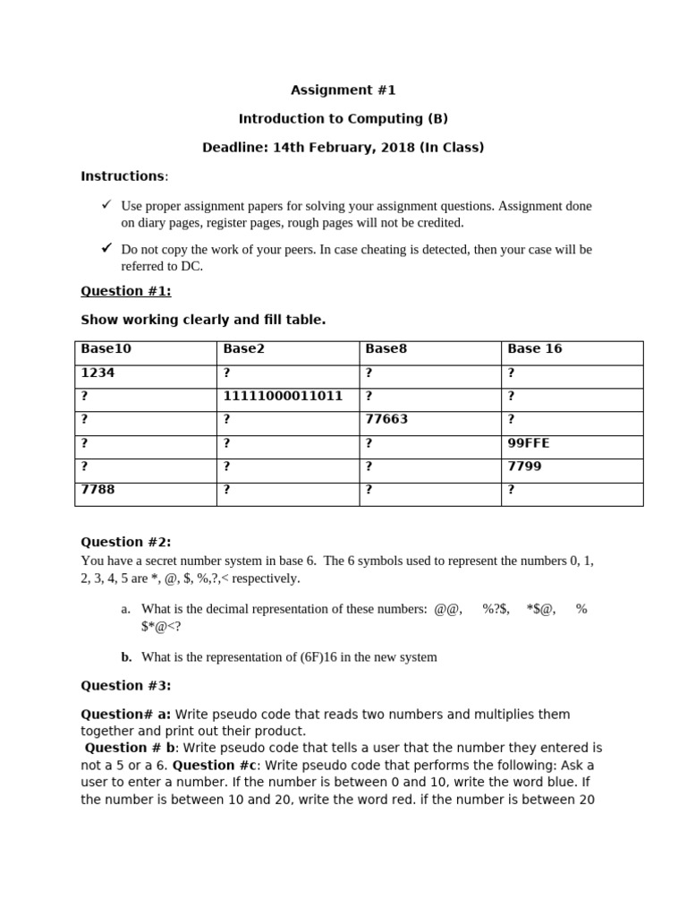 2018 - Assignment 1 - Fall - PF | PDF | Computing