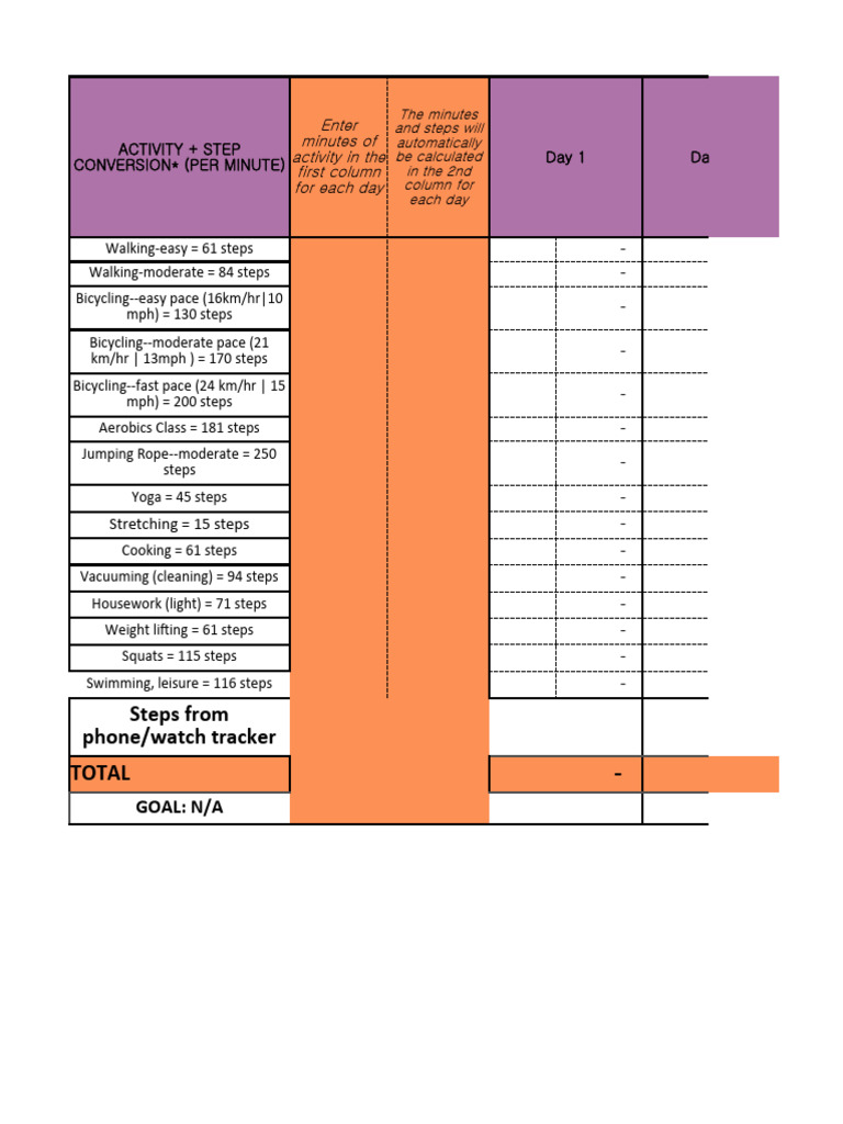 WWC Movement Challenge Template | PDF | Physical Fitness | Physical ...