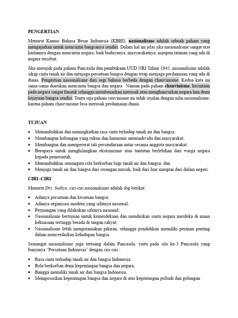 Nasionalisme dan Chauvinisme di Indonesia | PDF