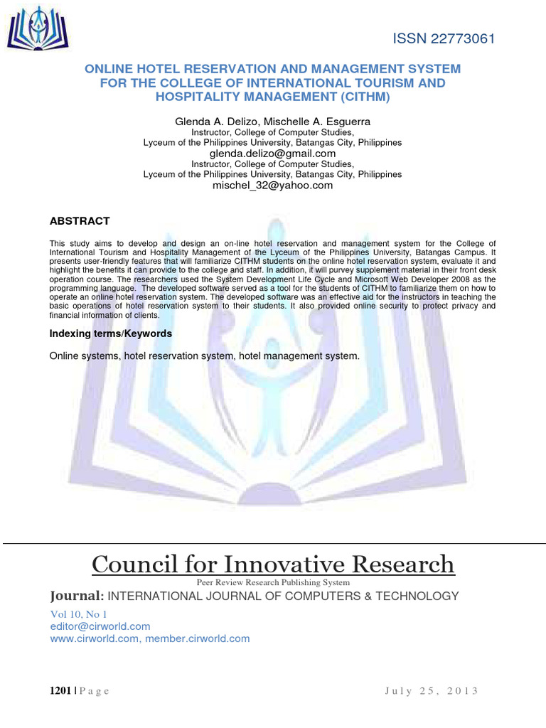 Online Hotel Reservation and Management | PDF | Computing