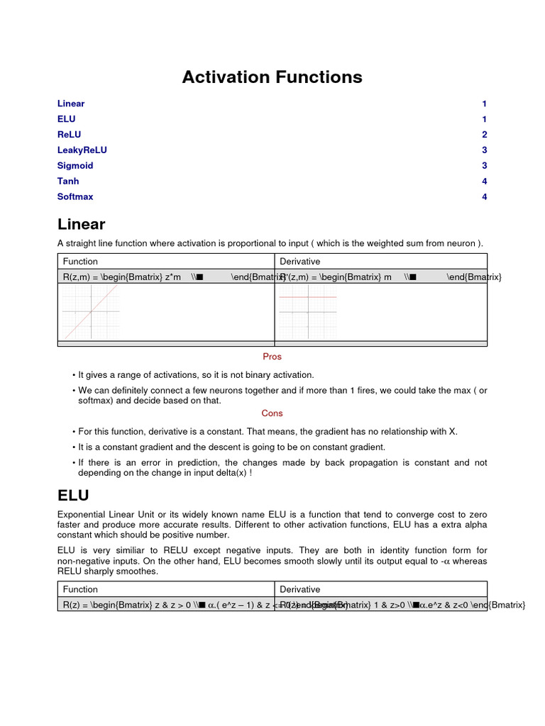 Activation Functions Pdf Functions And Mappings Mathematical Objects