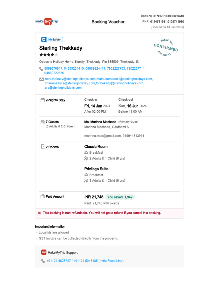 Booking Confirmation Voucher | PDF