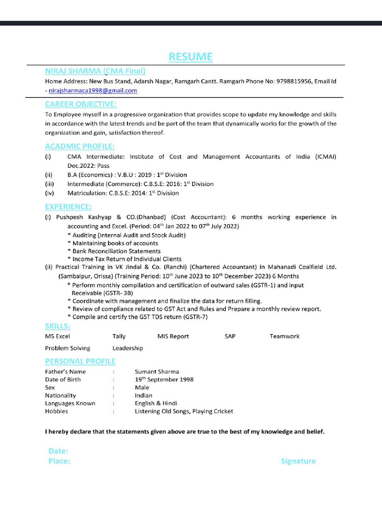 Niraj Sharma CV..... | PDF