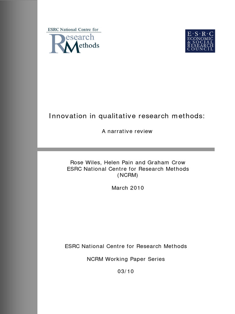 Innovative Qualitative Research Methods | PDF | Innovation | Methodology