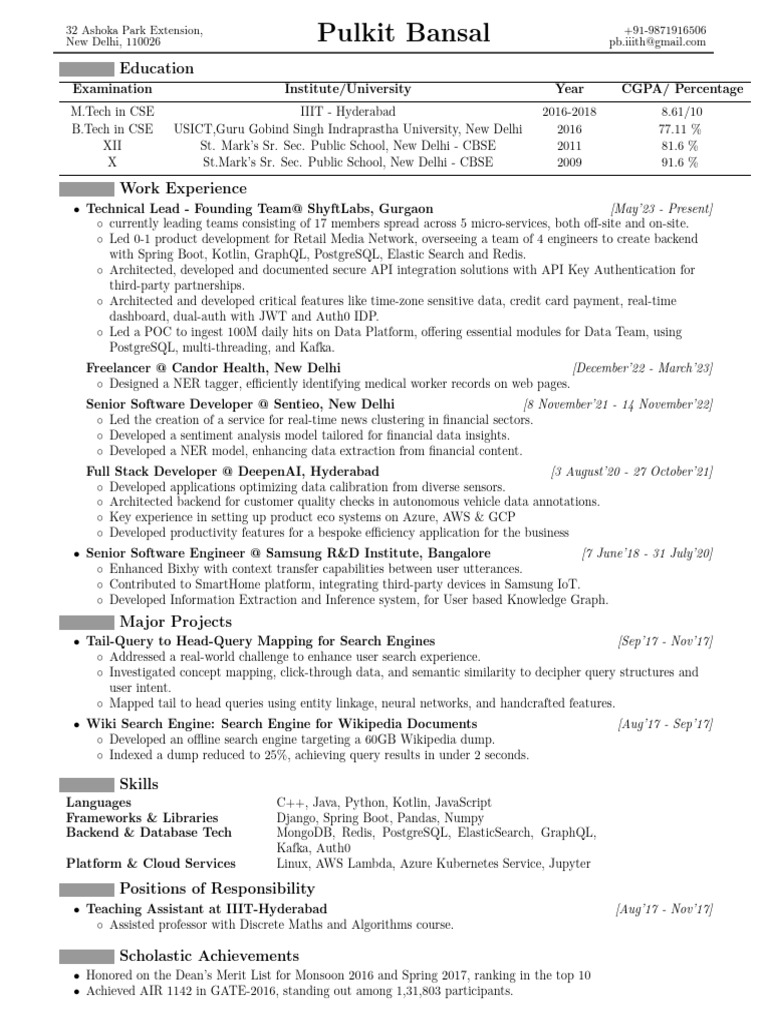 Pulkit Bansal - Senior Kotlin Developer | PDF | Internet Of Things | Computing