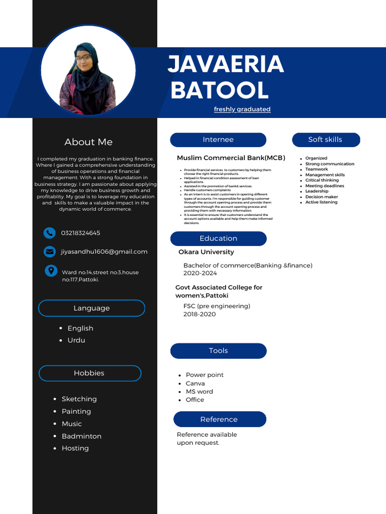Javaeria Batool CV - 20240722 - 233902 - 0000 | PDF | Banks | Business